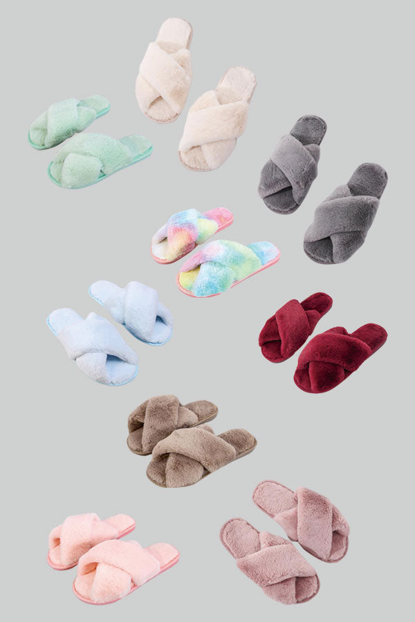 New Cross Plush Slippers – ALBC Wholesale
